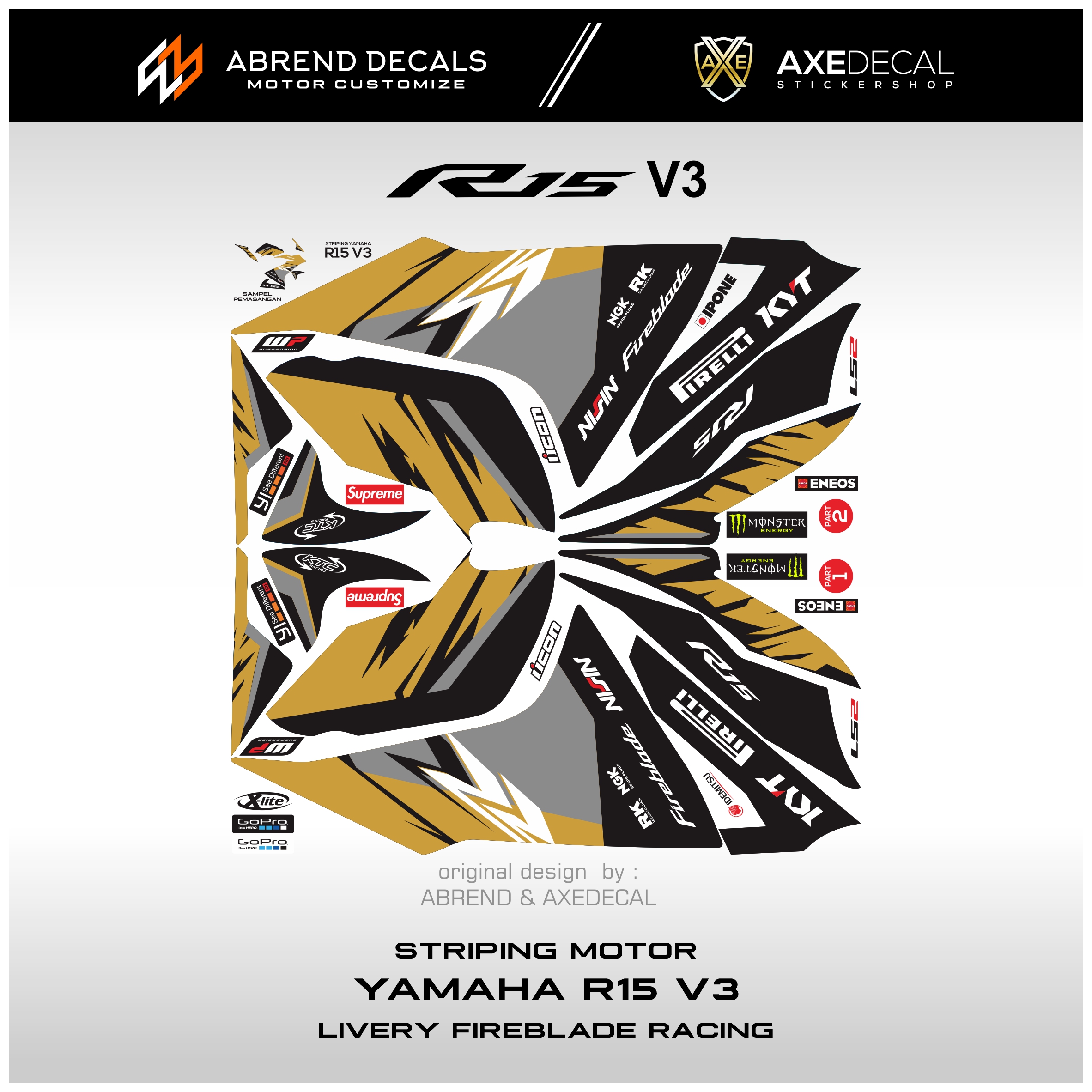 Striping R15 V3 Fireblade Racing / Stiker Motor Yamaha R15 V3 Desain ...