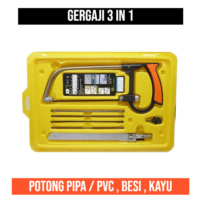 Gergaji Magic Saw 3 IN 1 3IN1 Plastik Pipa PVC Besi Metal Kayu Set ...
