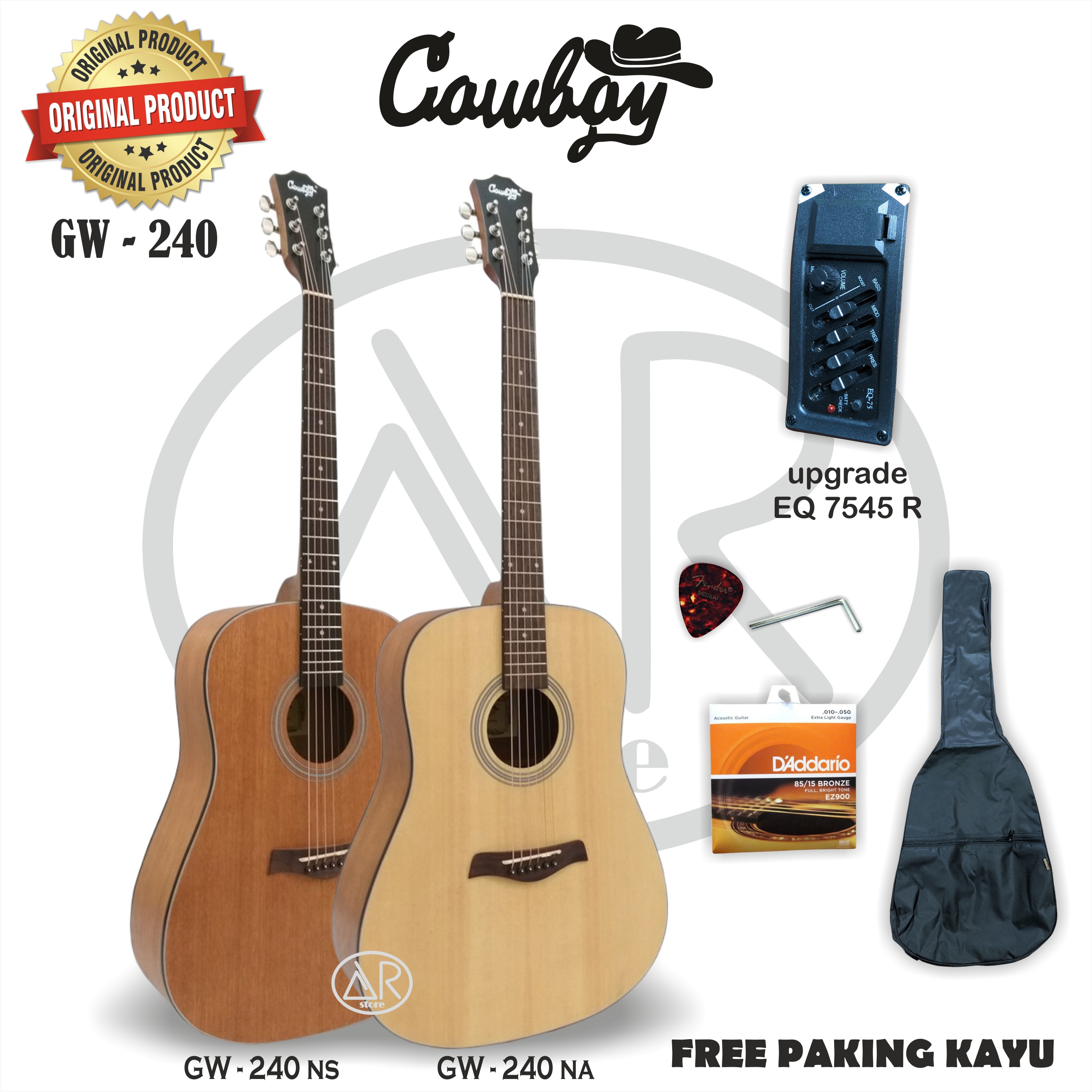 Gitar Akustik Elektrik Cowboy GW-240 NA/NS EQ 7545R Original | Lazada Indonesia