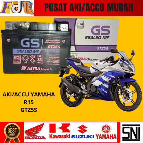 AKI MOTOR YAMAHA R15 GS ASTRA GTZ5S ORIGINAL ACCU KERING TANPA ...