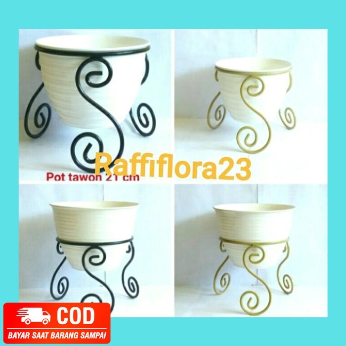 Rak Besi Single Tempat Pot Bunga Kaki S / Standing Planter Holder Rak ...