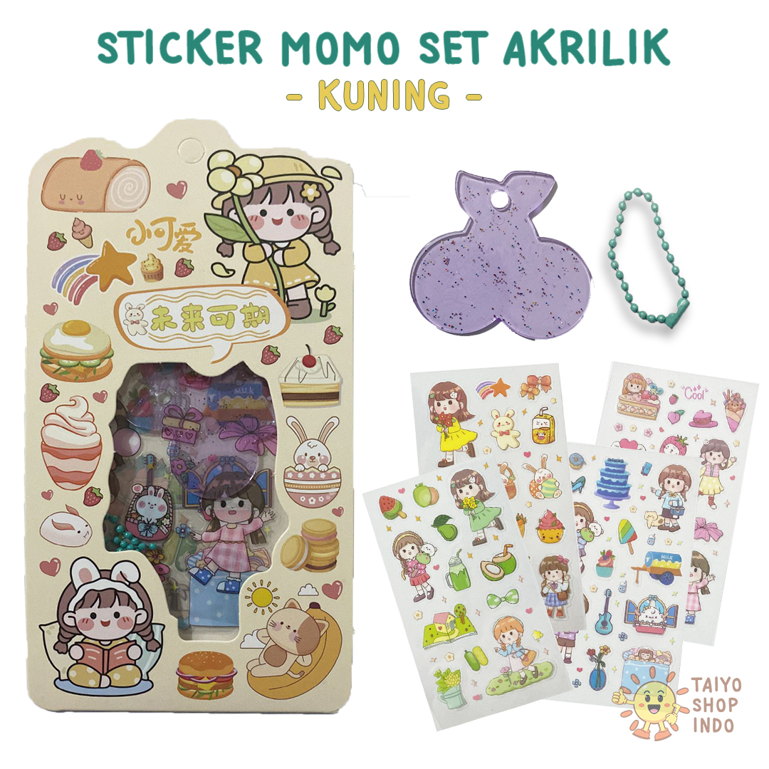 TAIYO Sticker Aesthetic Momo 2D Set Akrilik Stiker Karakter Anti Air ...