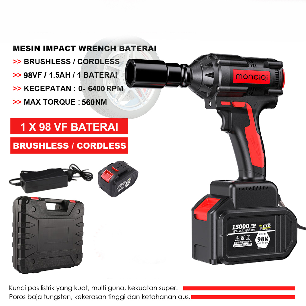 ⚡FREE BONUS 24MM SOCK MATA⚡98VF IMPACT BATERAI TORSI BESAR IMPEK ...