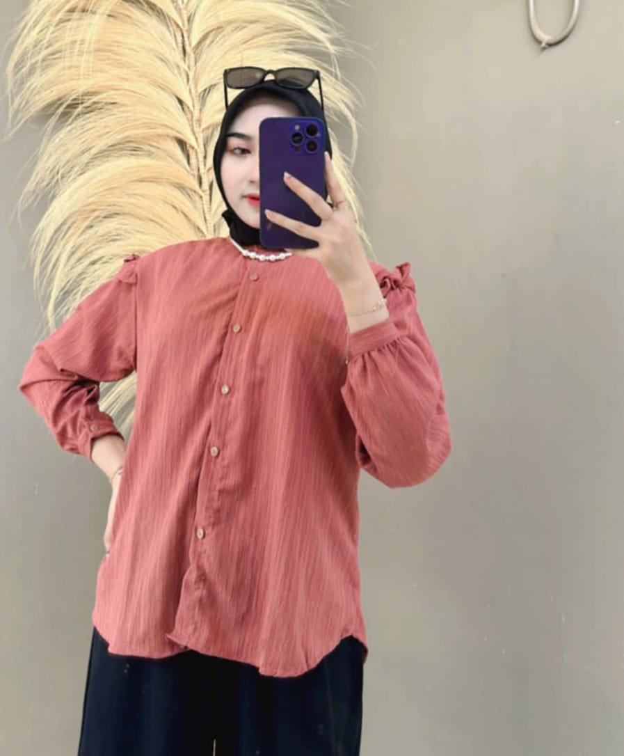 Yurim Blouse Ruffle - Atasan Wanita - Kemeja Linen Basic Lengan Panjang ... Yurim Blouse Ruffle - Atasan Wanita - Kemeja Linen Basic Lengan Panjang ...
