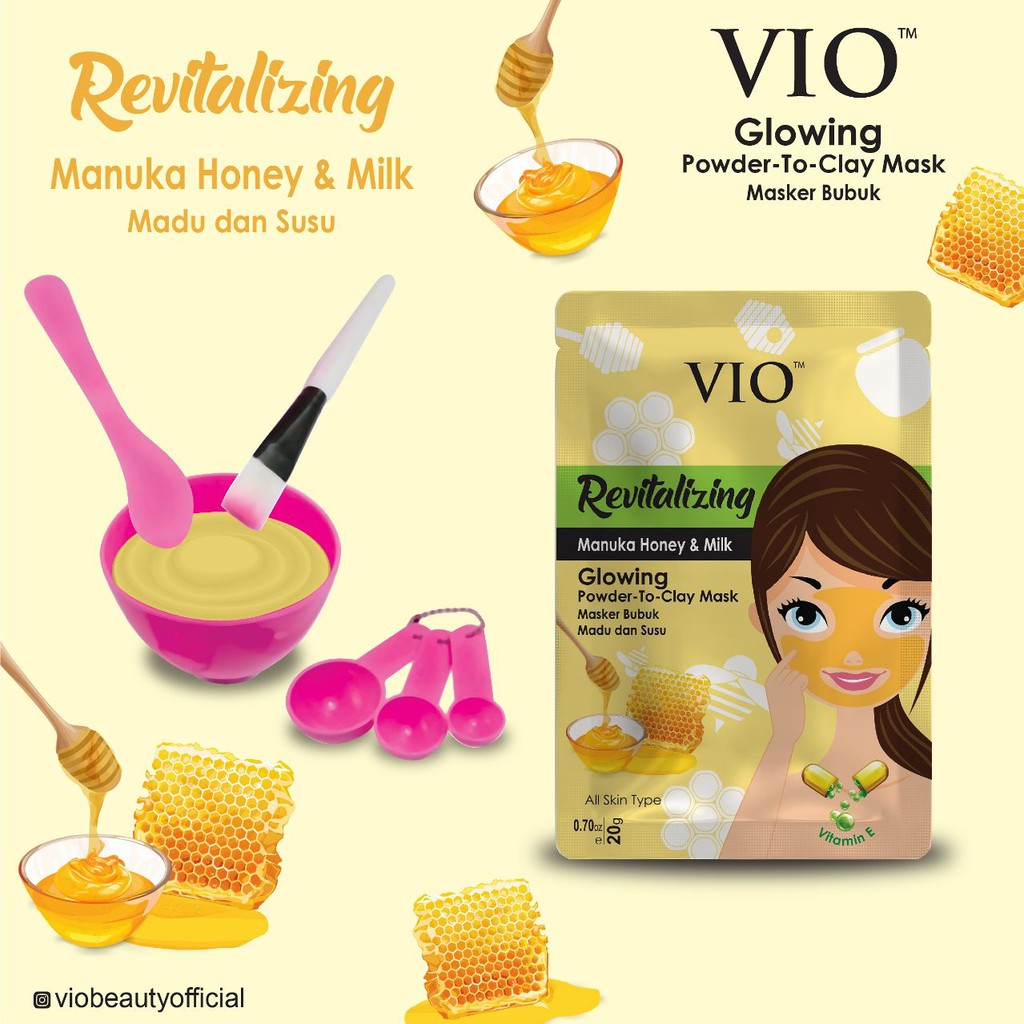 VIO GLOWING POWDER TO CLAY MASK REVITALIZING MANUKA HONEY AND MILK ...