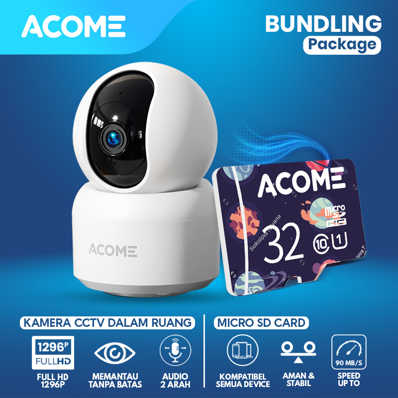 ACOME Indoor Smart Camera CCTV APC01 WiFi Camera Audio FULL HD 1296P ...