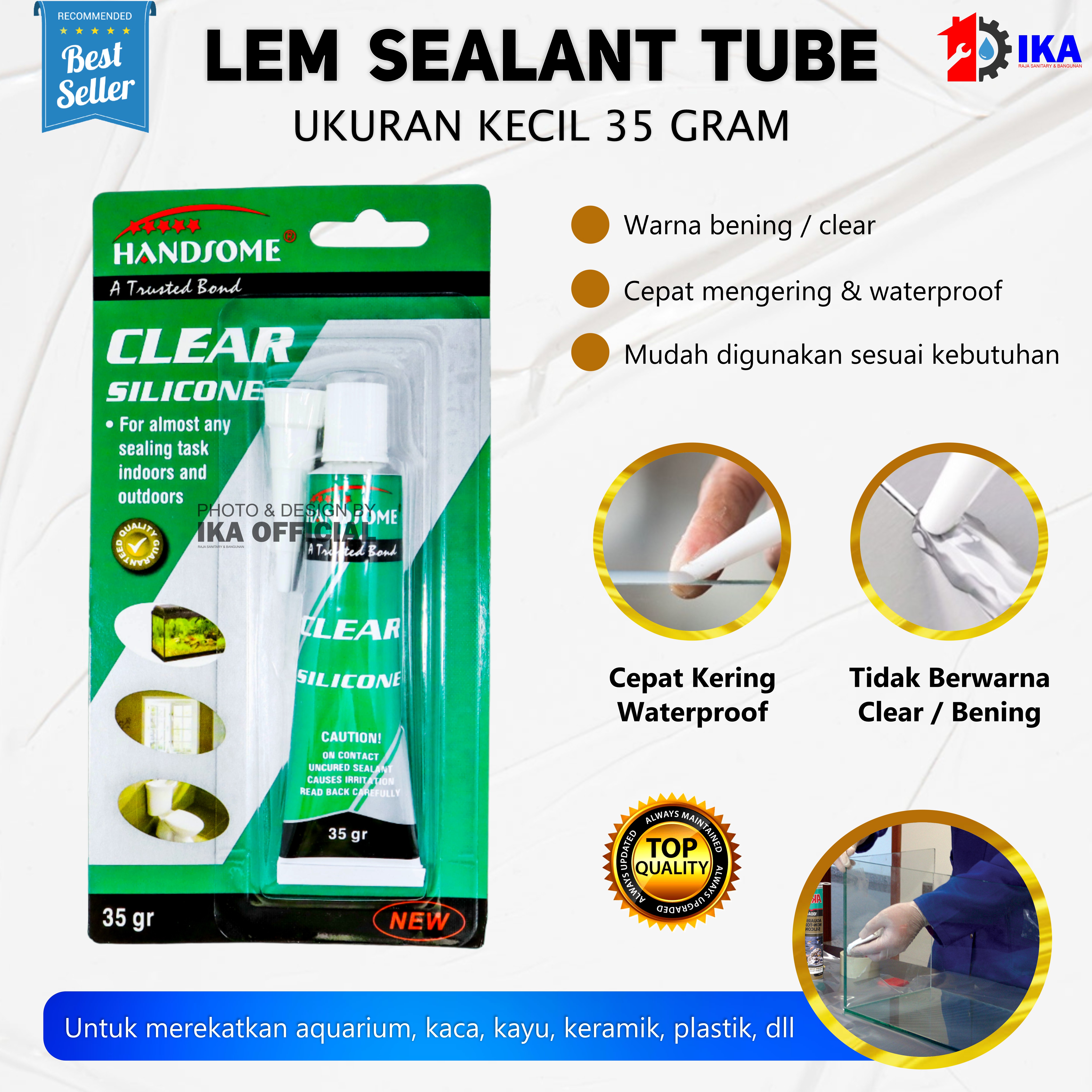 Lem Kaca Silicone Odol Tube Besar 85 gr gram Handsome Lem Kaca / 35 ...