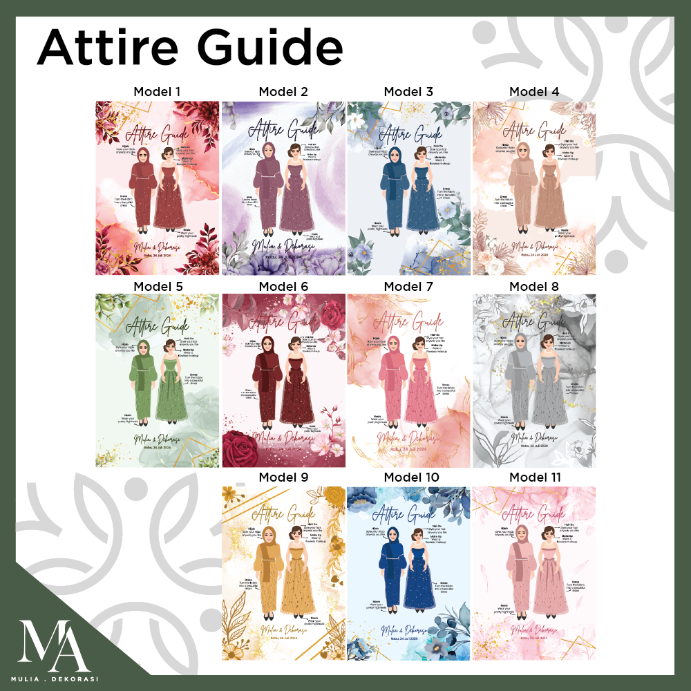 Kartu Attire Guide Card Panduan Busana Undangan Bridesmaid Custom Nama ...
