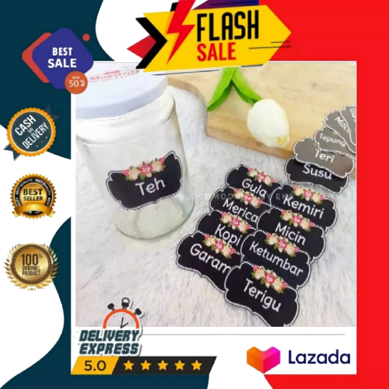 Stiker Label Bumbu Dapur 1 Paket Isi 25 pcs / Sticker Bumbu Dapur ...