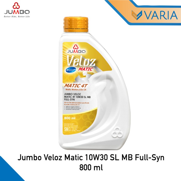 Jumbo Veloz Matic Oil 10W-30 SL MB Full Synthetic Oli 800 ml 0.8 L ...