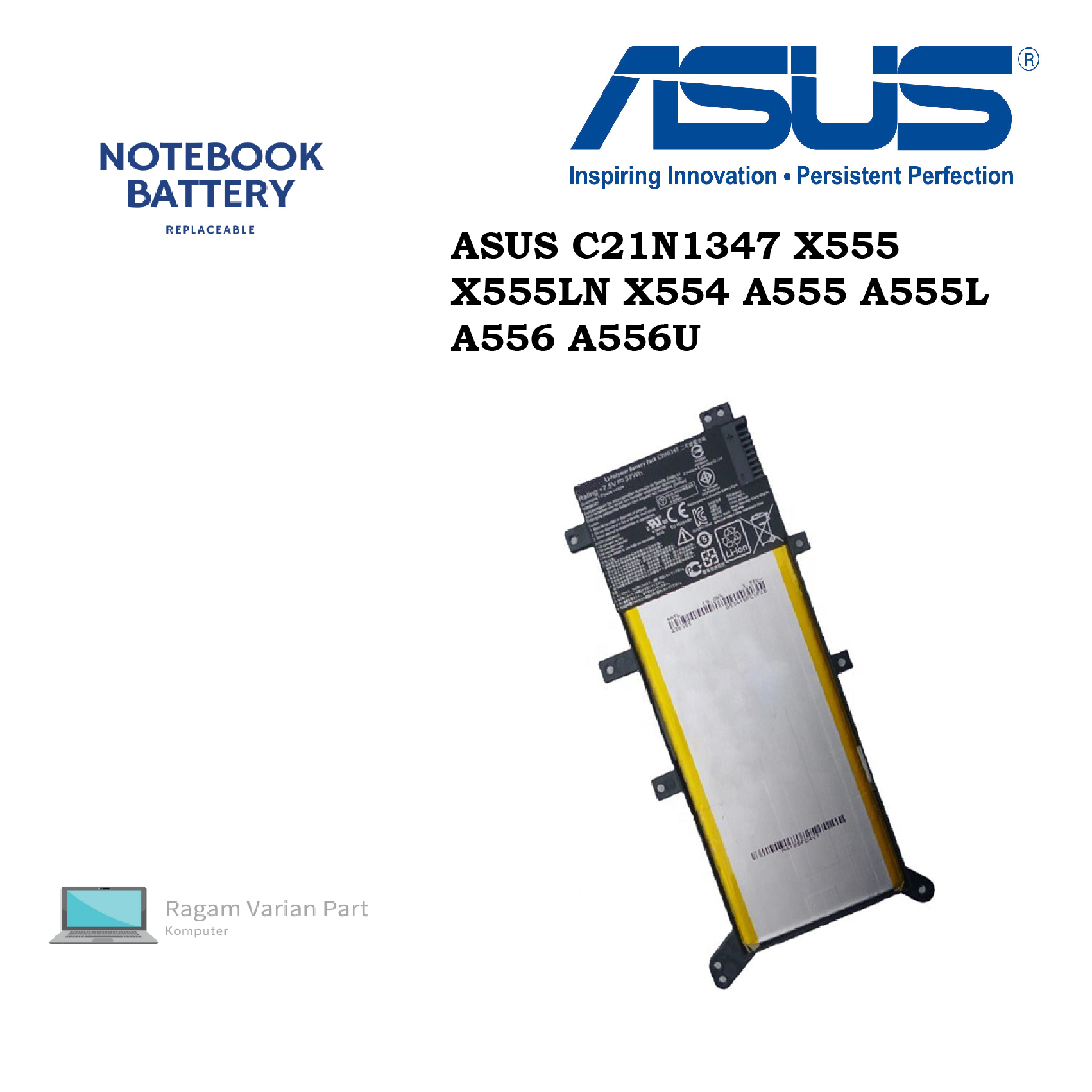 BATTERY BATERAI BATRE LAPTOP ASUS X555L C21N1347 X555 X555LA X555LD ...