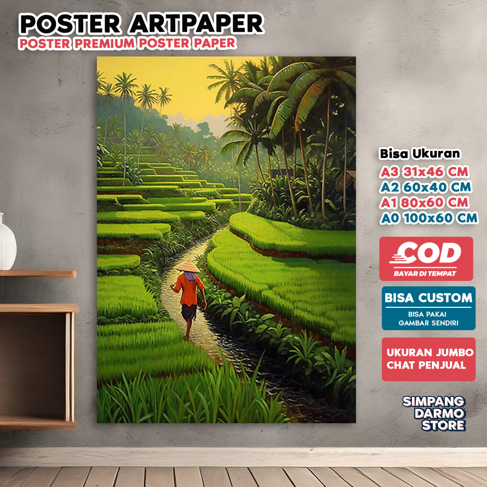 Poster Lukisan Sawah Murah Pemandangan Alam bisa cetak custom Tersedia ...