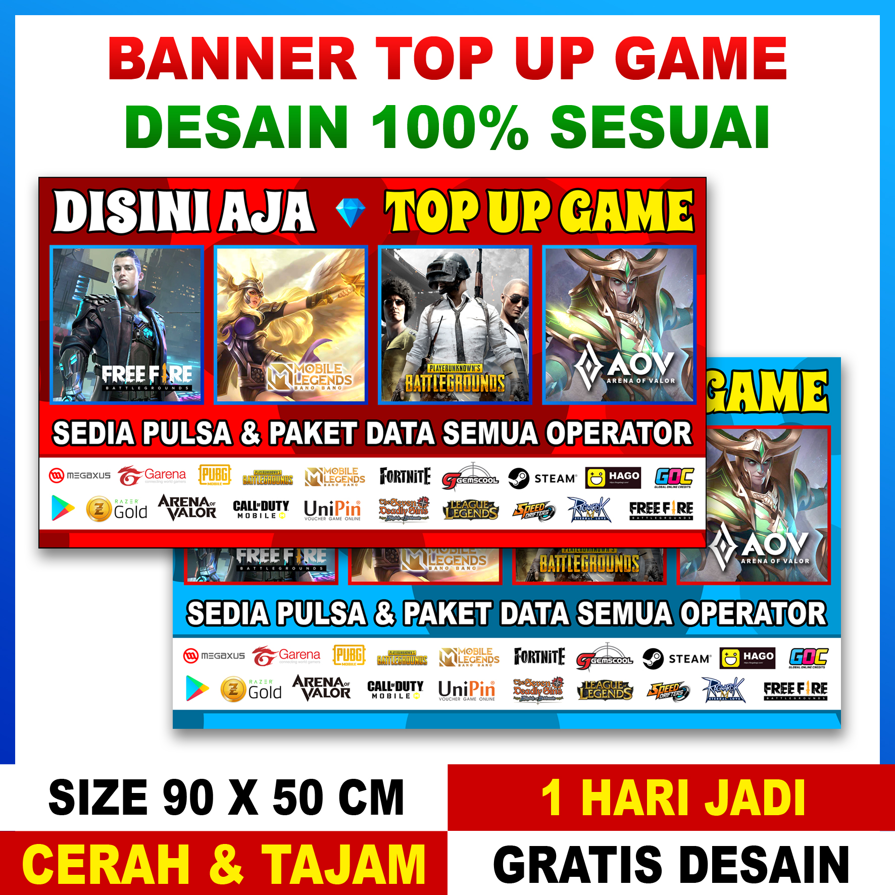 BANNER SPANDUK KONTER TOP UP GAME ONLINE BELI 1 DAPAT 2 TERBAIK ...