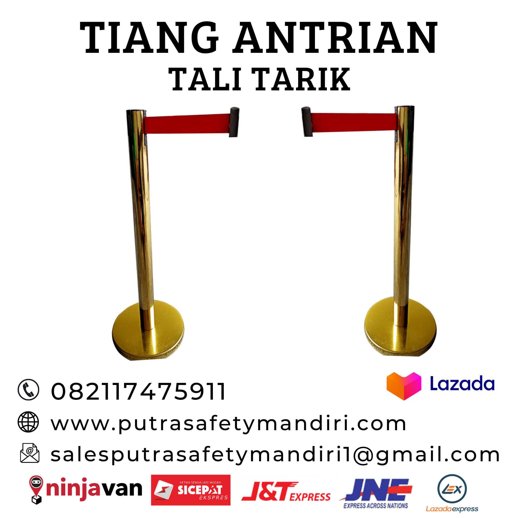 STANDING BARRIER STAINLEES STEEL TIANG PEMBATAS ANTRIAN 90 CM GOLD TALI ...