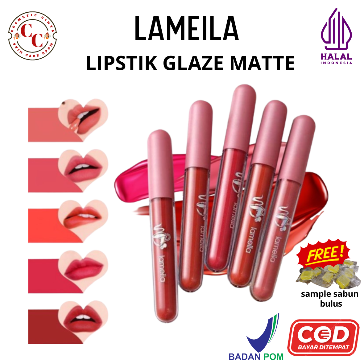 Lipstik Lameila Glaze Waterproof Tahan Lama Anti Air LipCream Gloss Matte cocok Buat Ombre ...