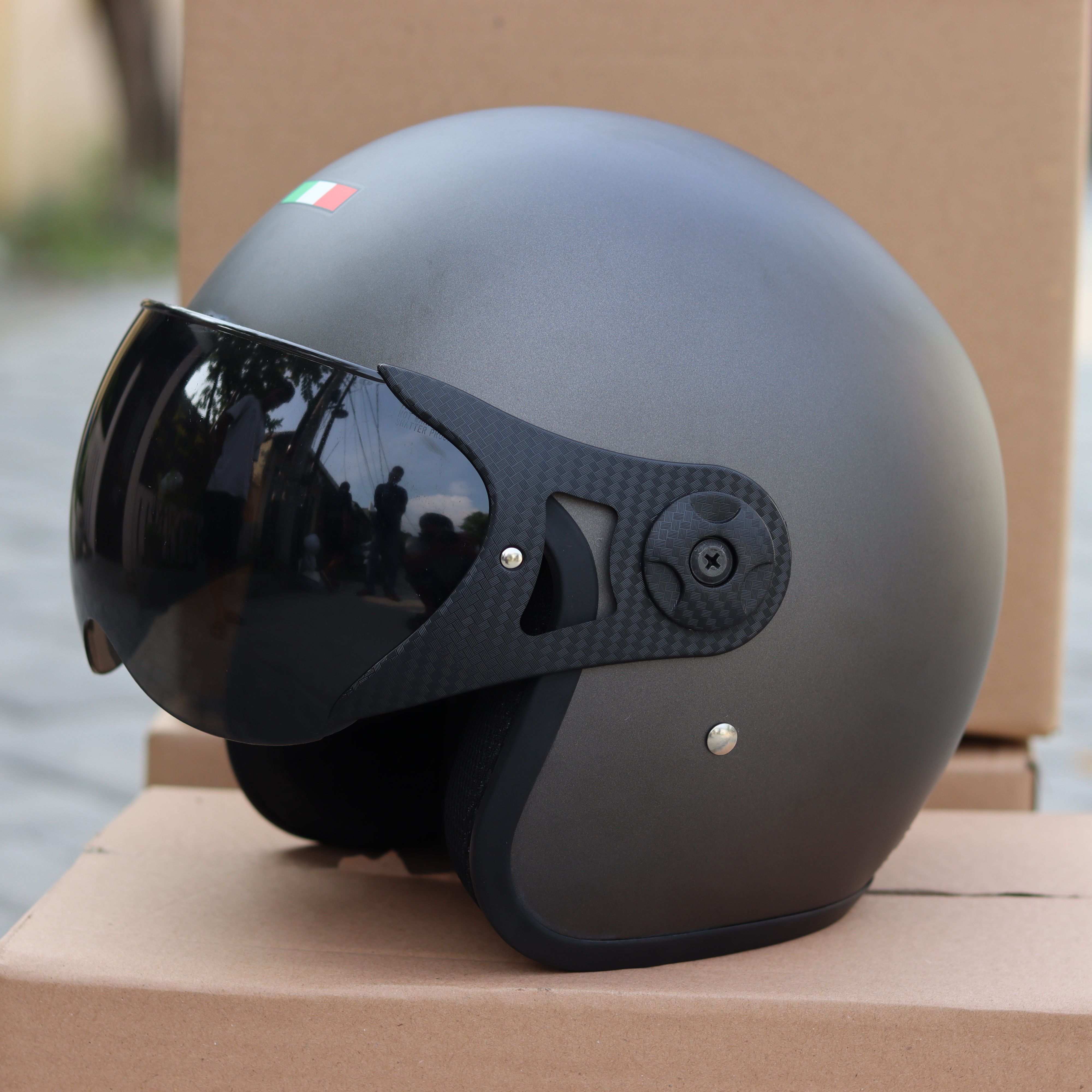 Helm pilot italy original pria wanita sport sni retro full leher ...