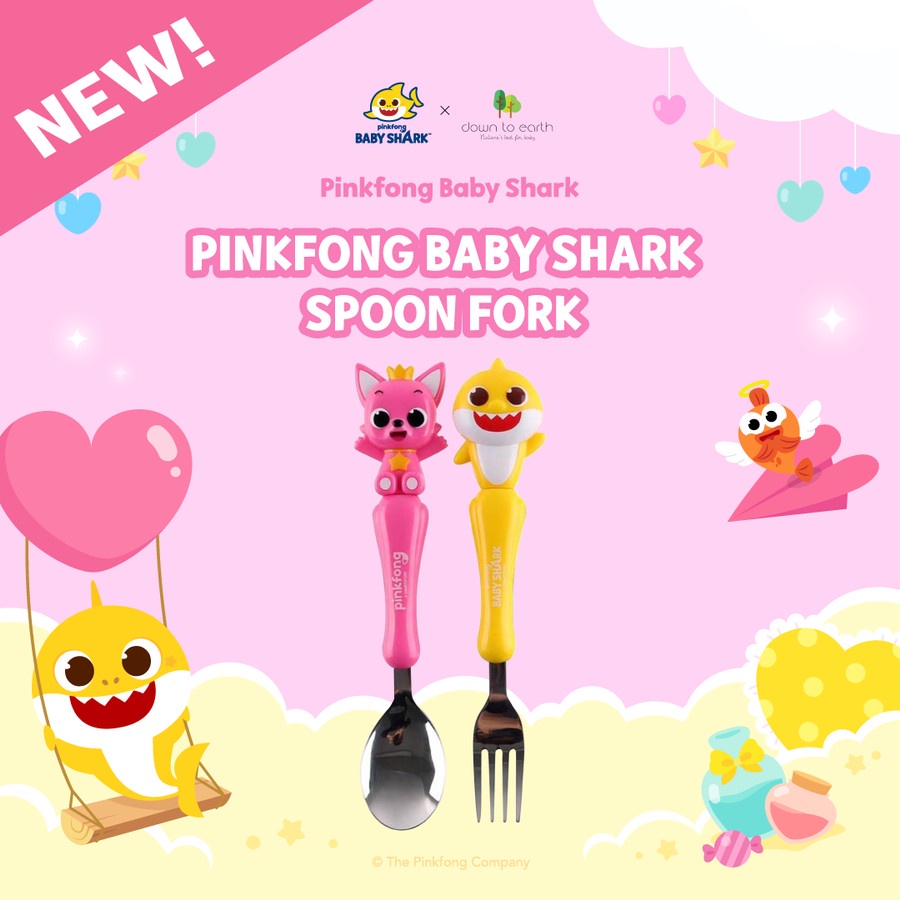 DOWN TO EARTH PINKFONG BABY SHARK SPOON&FORK | Lazada Indonesia
