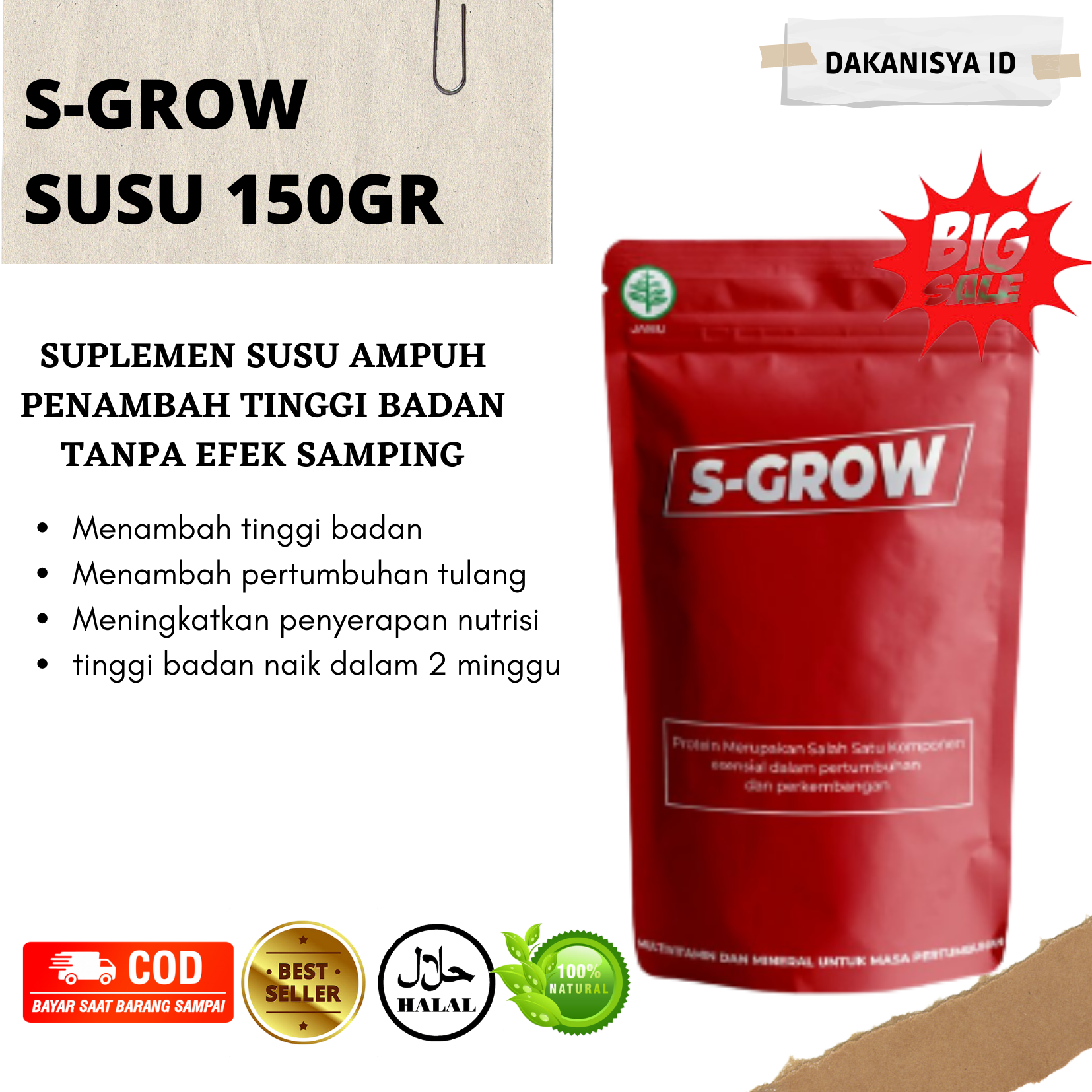 S-GROW SUSU – Peninggi Badan Terlaris / Susu penambah tinggi badan / penambah tinggi badan cepat ...