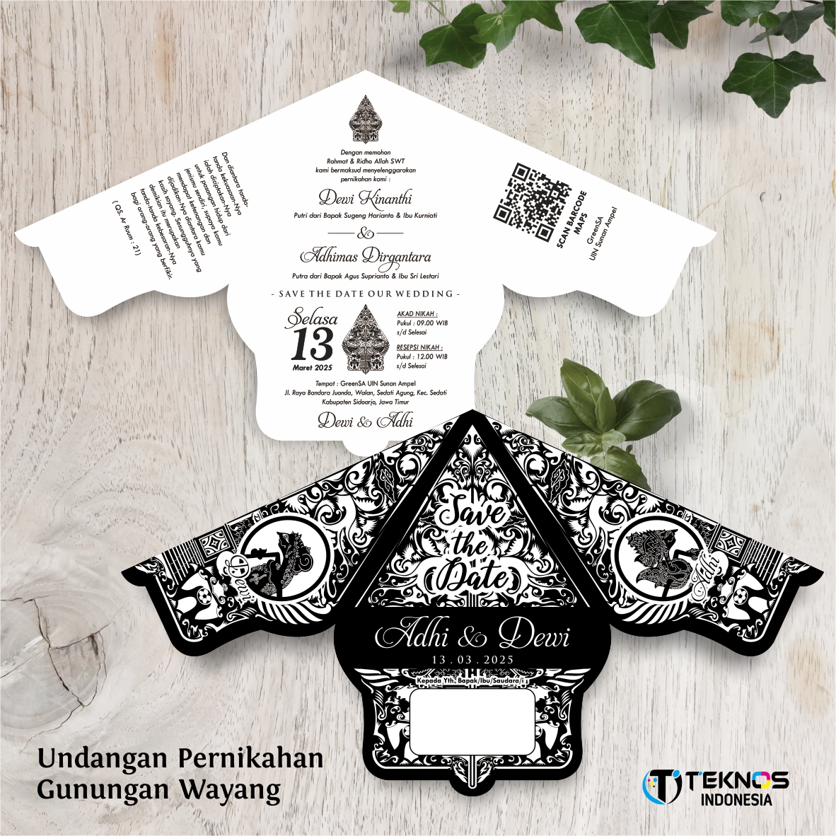 [50 pcs] Undangan Pernikahan Gunungan Wayang - Kartu Pernikahan Tema ...