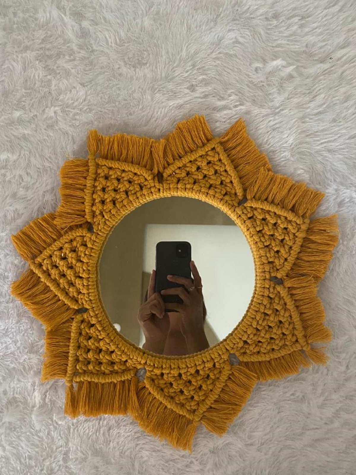 Macrame mirrror - Cermin aesthetic - Dekorasi kamar - Hiasan dinding ...