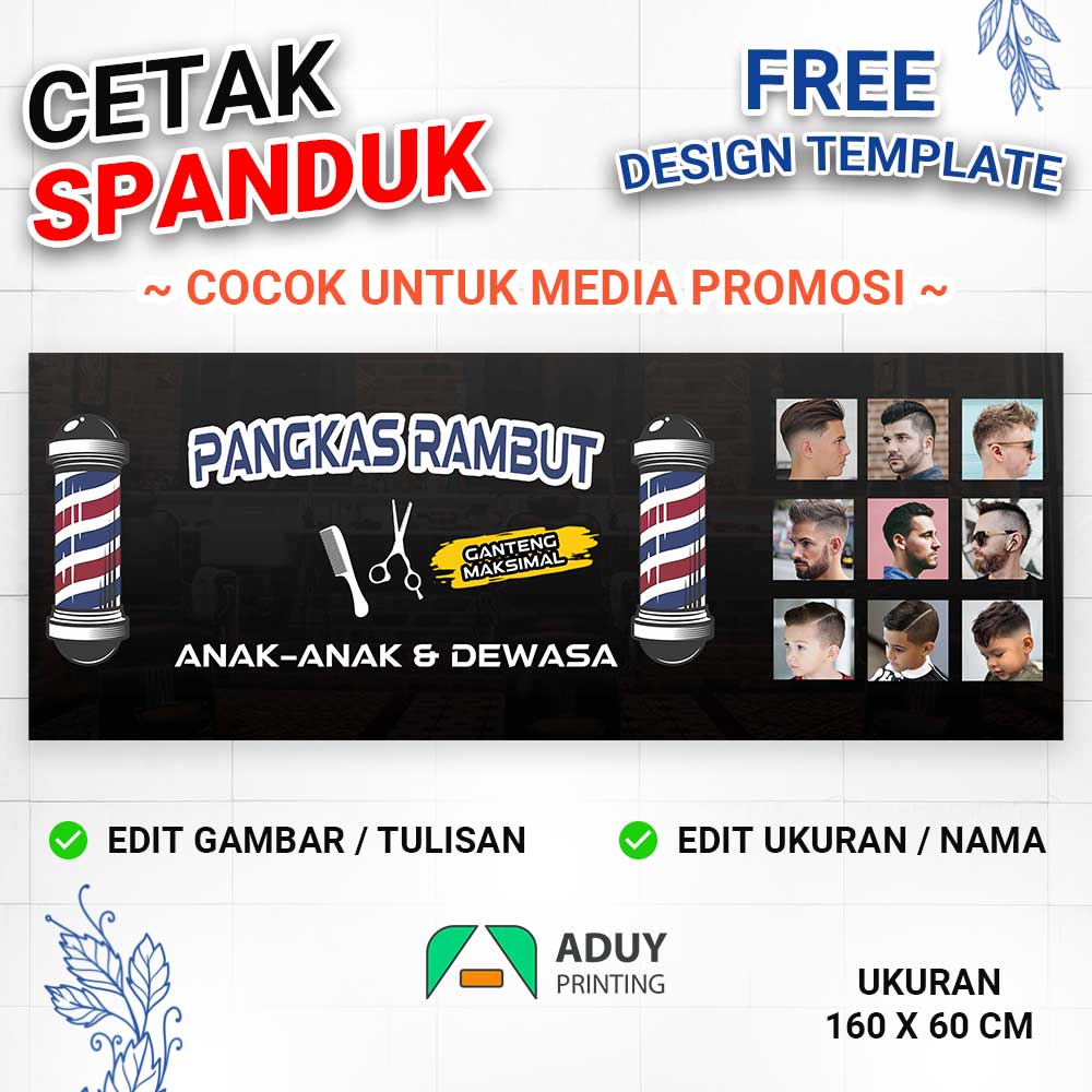 Cetak Spanduk Banner Pangkas Rambut Barbershop Ukuran 160x60 Bisa ...