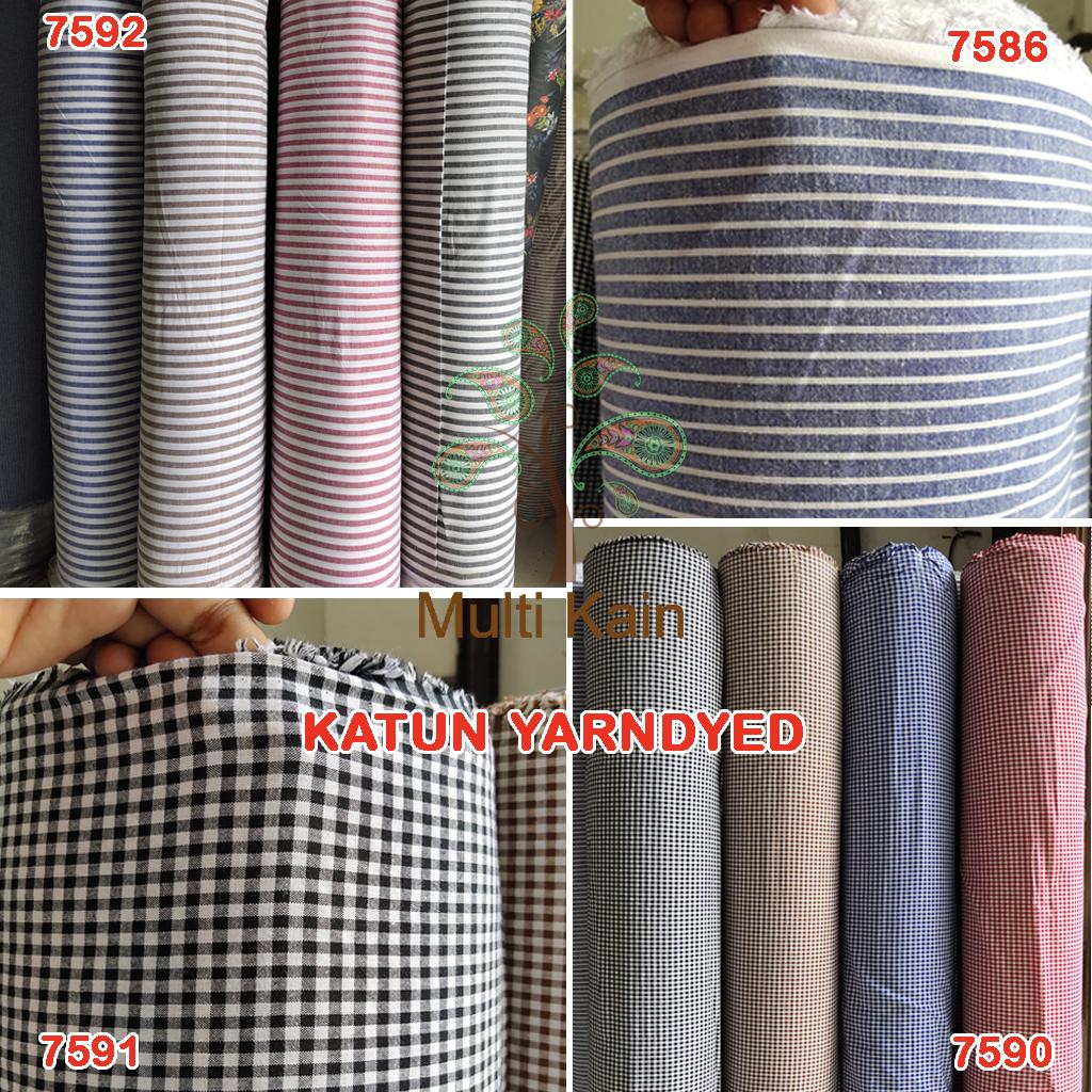 Bahan Kain Katun Tenun Yarndyed Salur Ria Kotak Ria Garis Basic Basik 5 ...