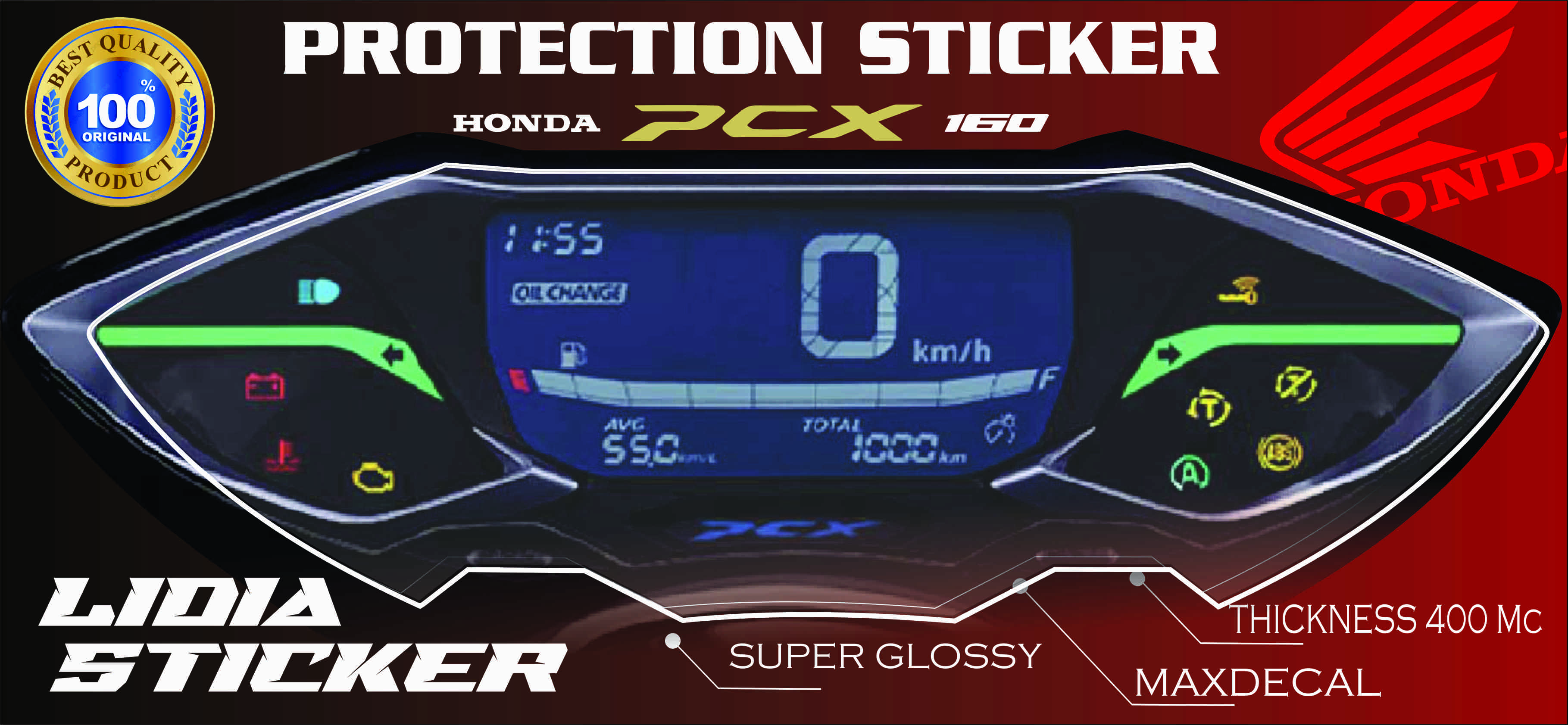 STICKER HONDA PCX 160 PELINDUNG SPEEDOMETER PREMIUM RESIN TEBAL ...