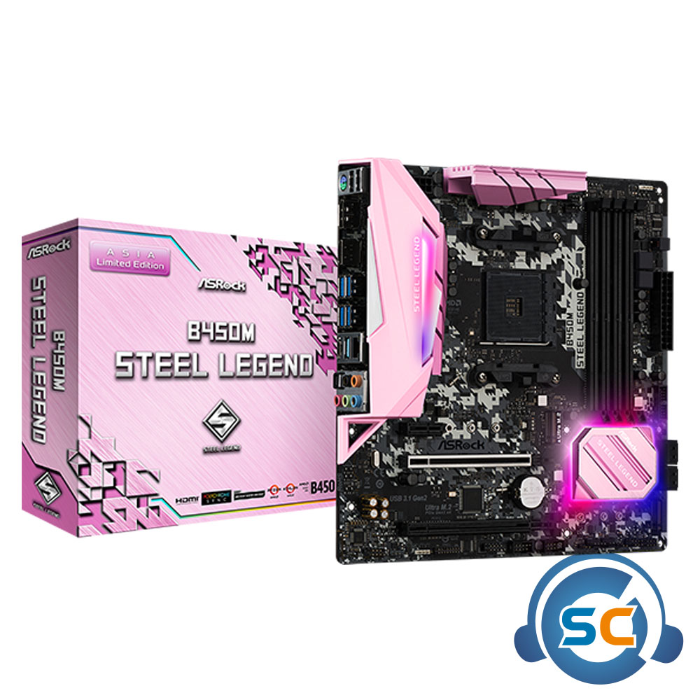 Motherboard Asrock B450M Pink Steel Legend Socket AM4 DDR4 B450 ...