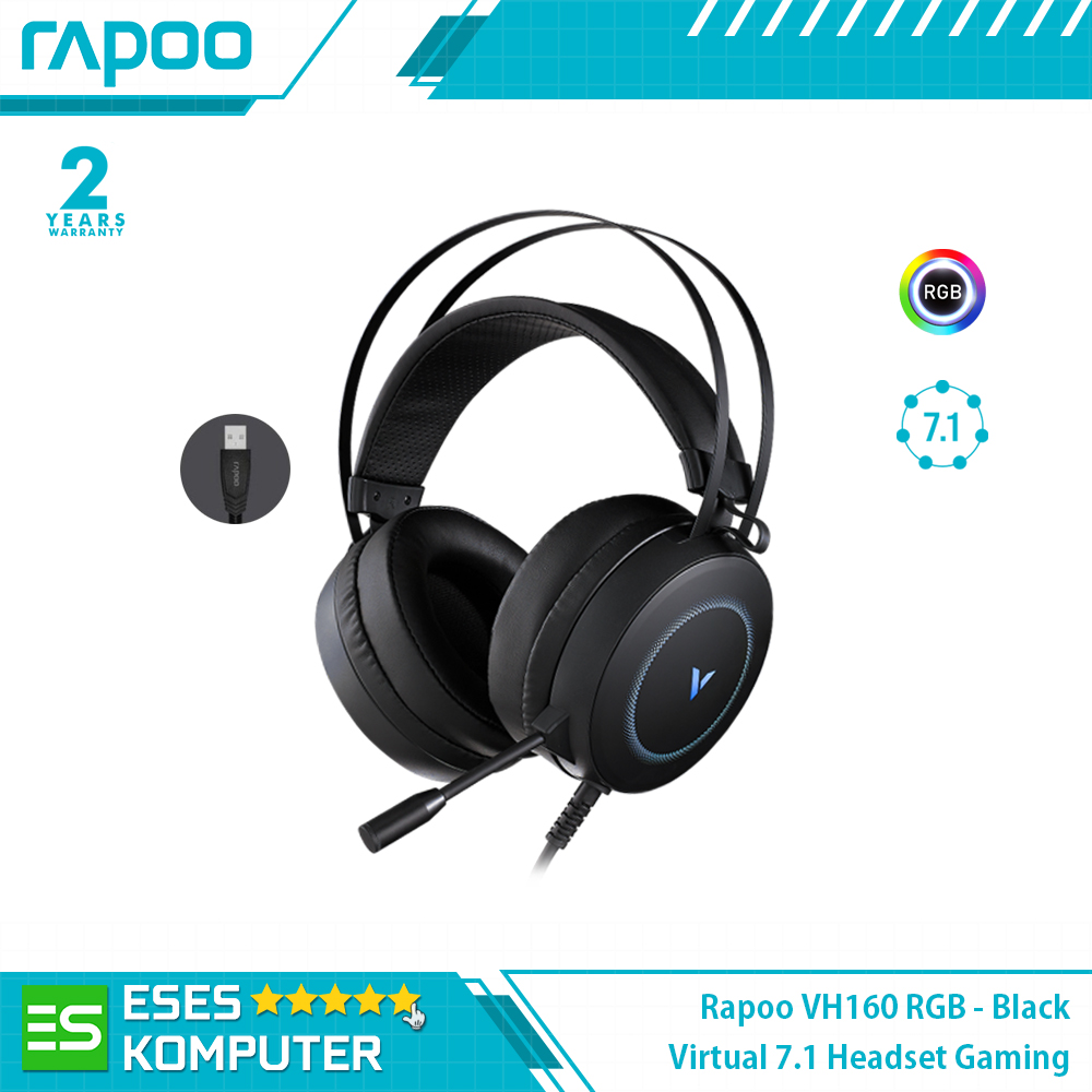 Headset RAPOO VH160 RGB Virtual 7.1 Channel Stereo Gaming Headset | Lazada Indonesia