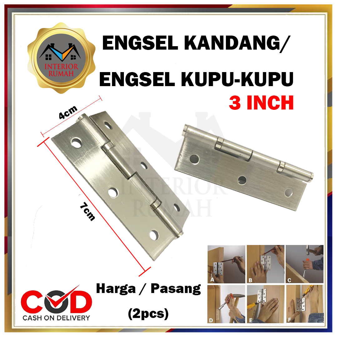Engsel Kupu Plat Besi 2 inch 2.5 inch 3 inch / Engsel Daun pintu Besar ...