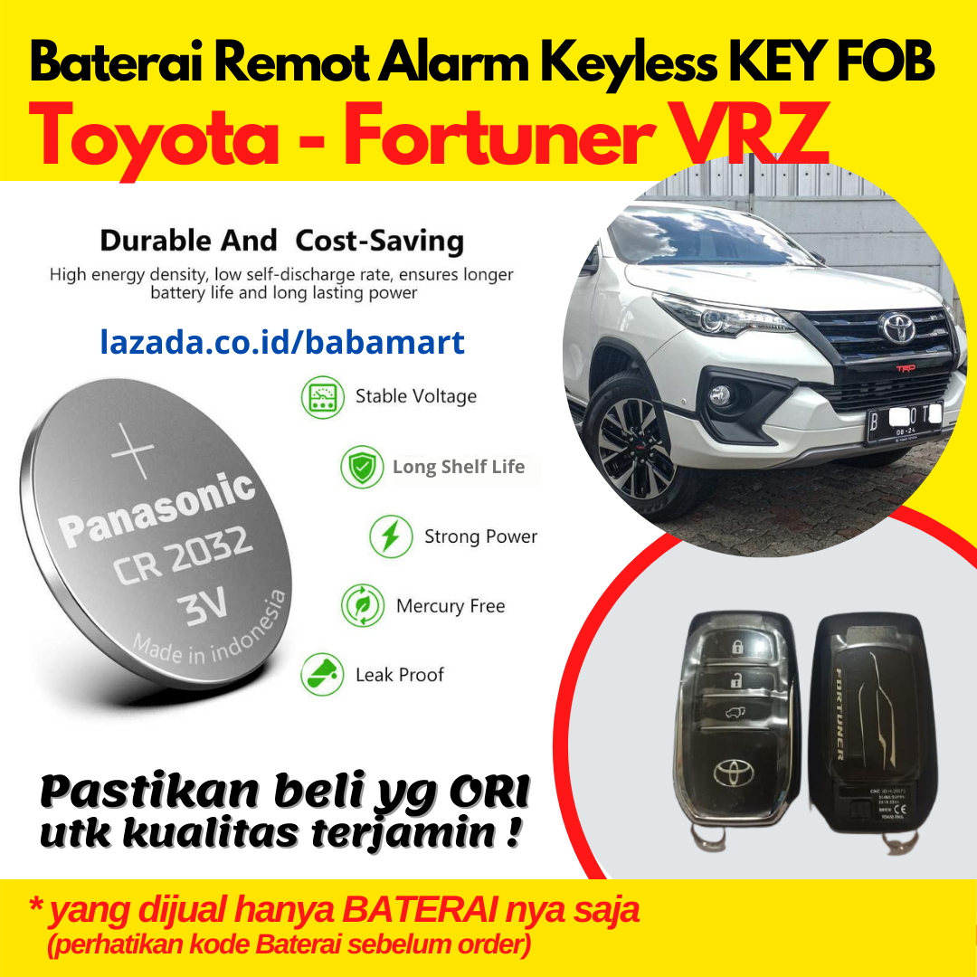 BATERAI REMOT TOYOTA FORTUNER VRZ ASLI BATTERY BATRE REMOTE ALARM KUNCI ...