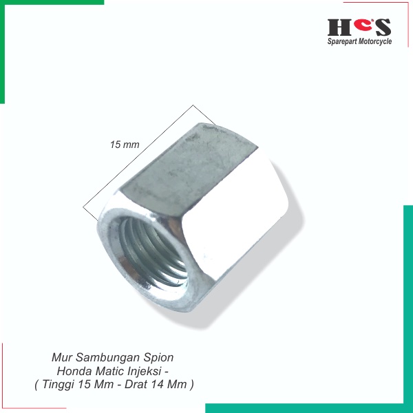 Mur Sambungan Spion Honda Matic Injeksi - ( Tinggi 15 Mm - Drat 14 Mm ...