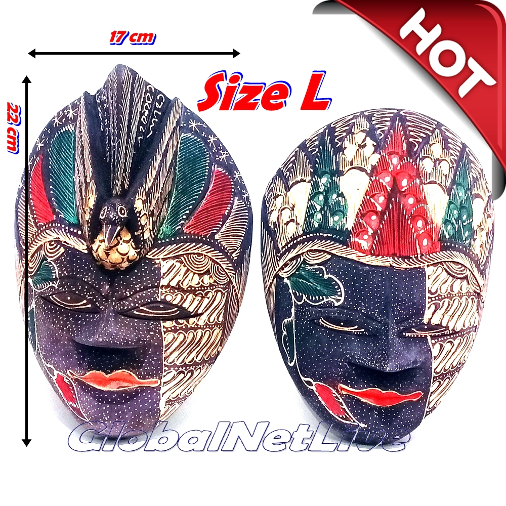 Topeng Rama Shinta Batik Kayu Bibir Merah L25 (Hiasan dinding nuansa ...