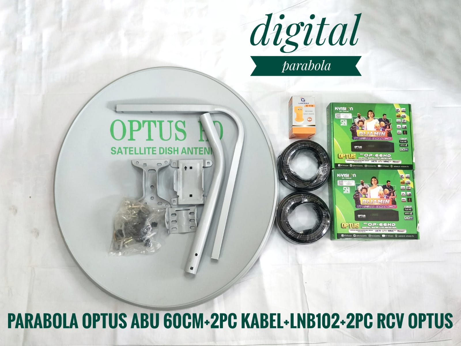 Parabola Optus Abu 60cm + Receiver Optus Untuk 2Tv- Parabola Mini Optus ...