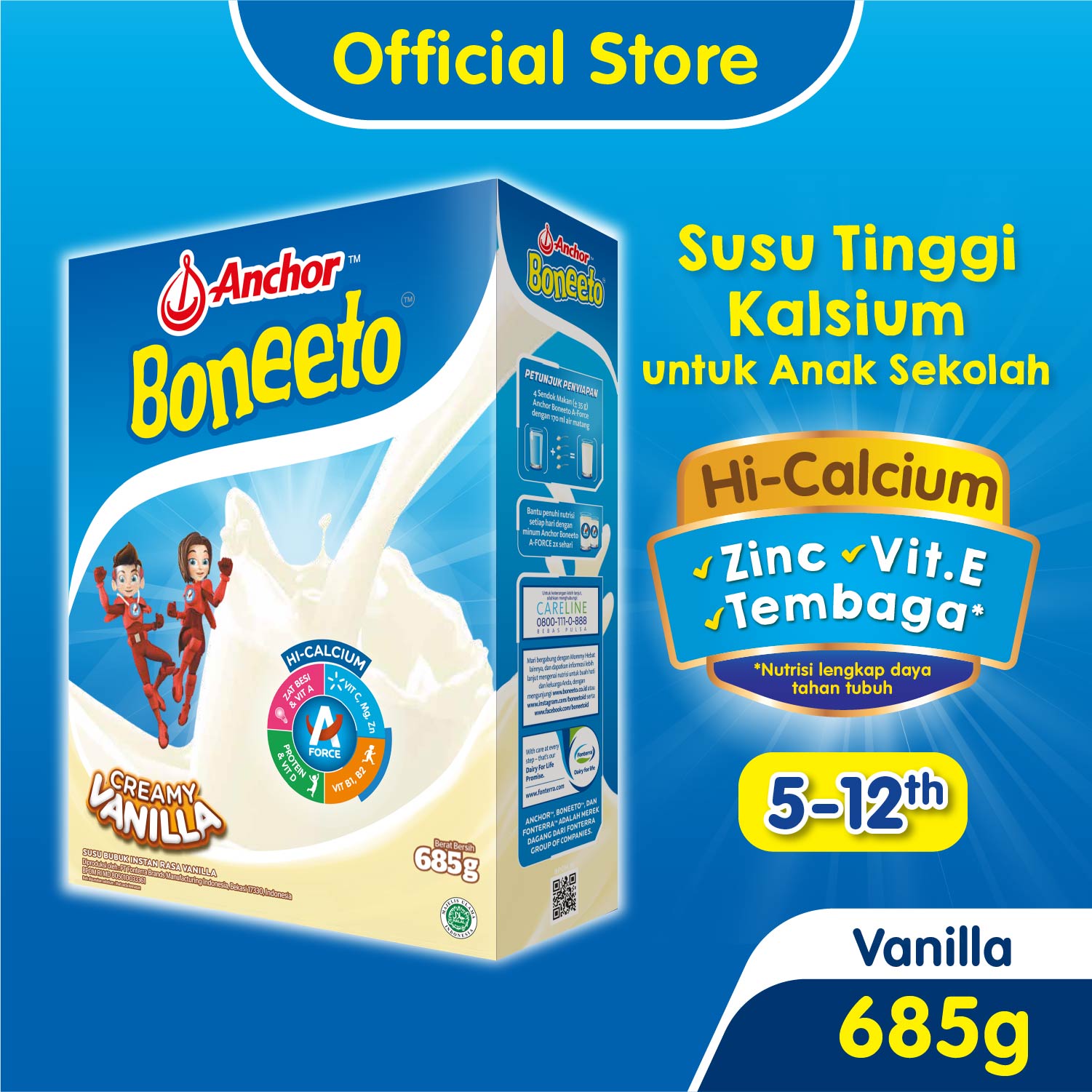 Boneeto Susu Bubuk Anak Sekolah Creamy Vanilla 685g - Nutrisi ...