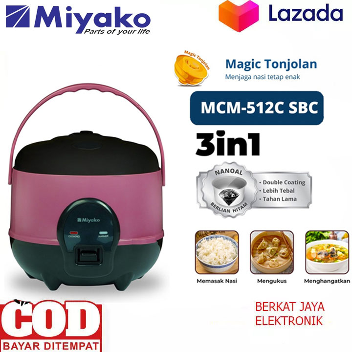 HARGA PROMO!! Tipe Baru Magic Com / Rice Cooker Miyako 1,2 Liter 3in1 315 Watt - MCM-512C SBC ...