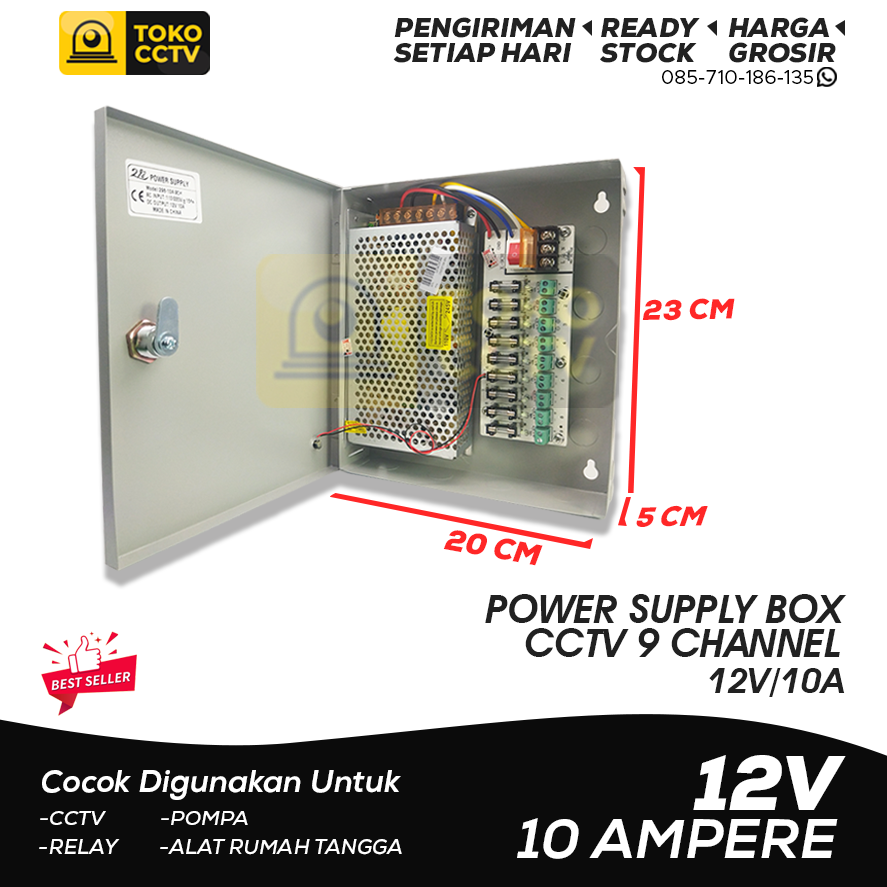Power Supply Box Panel 12 Volt 10 Ampere Murni 9 Channel Cocok Untuk ...