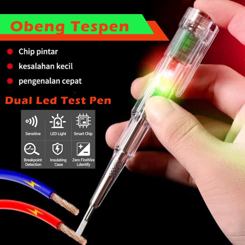 TITIK TIGA Obeng Tester TesPen Obeng Tes With Indicator Dual LED ...