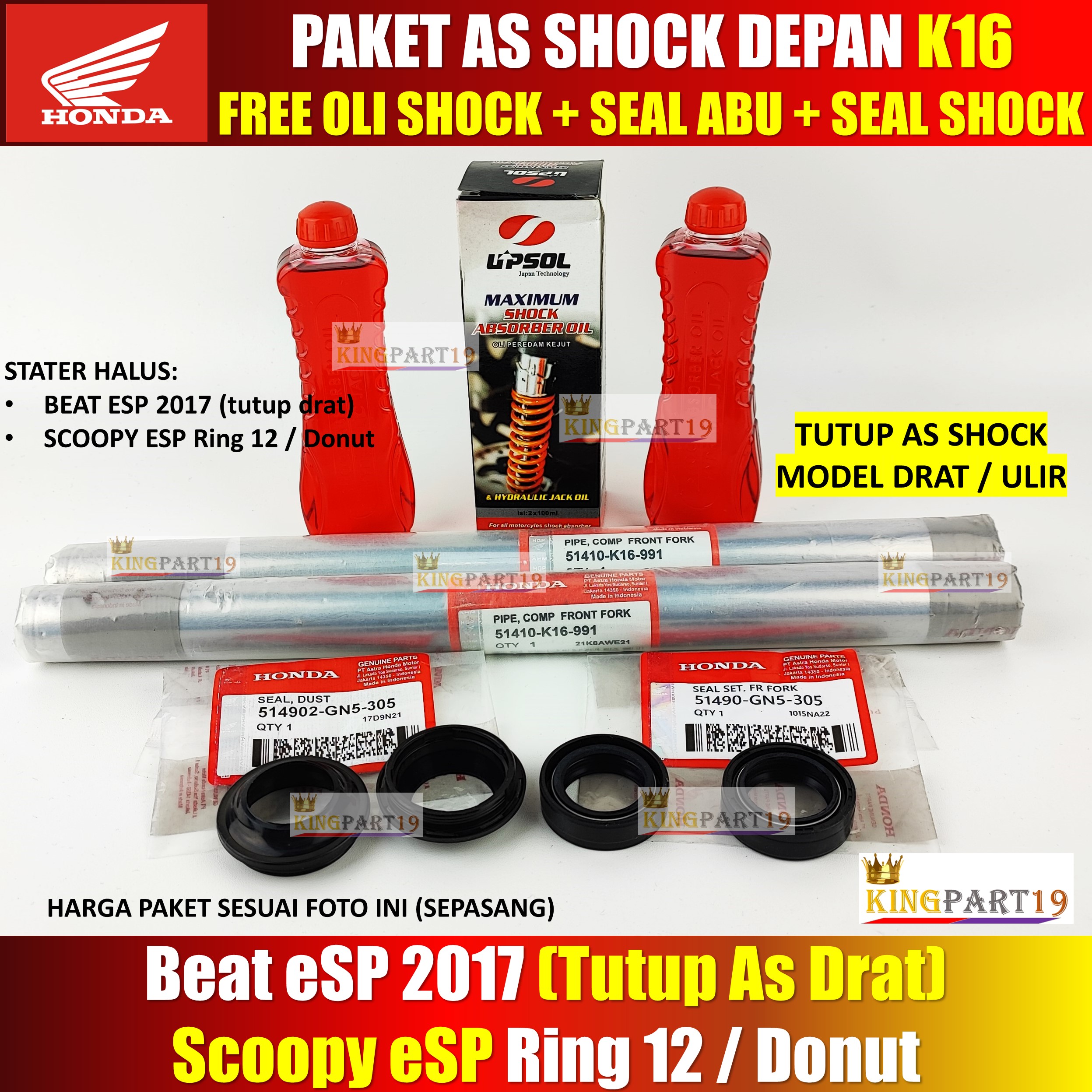 PAKET AS SHOCK DEPAN BEAT ESP BEAT CBS ISS ECO 2017 2018 2019 MODEL ...