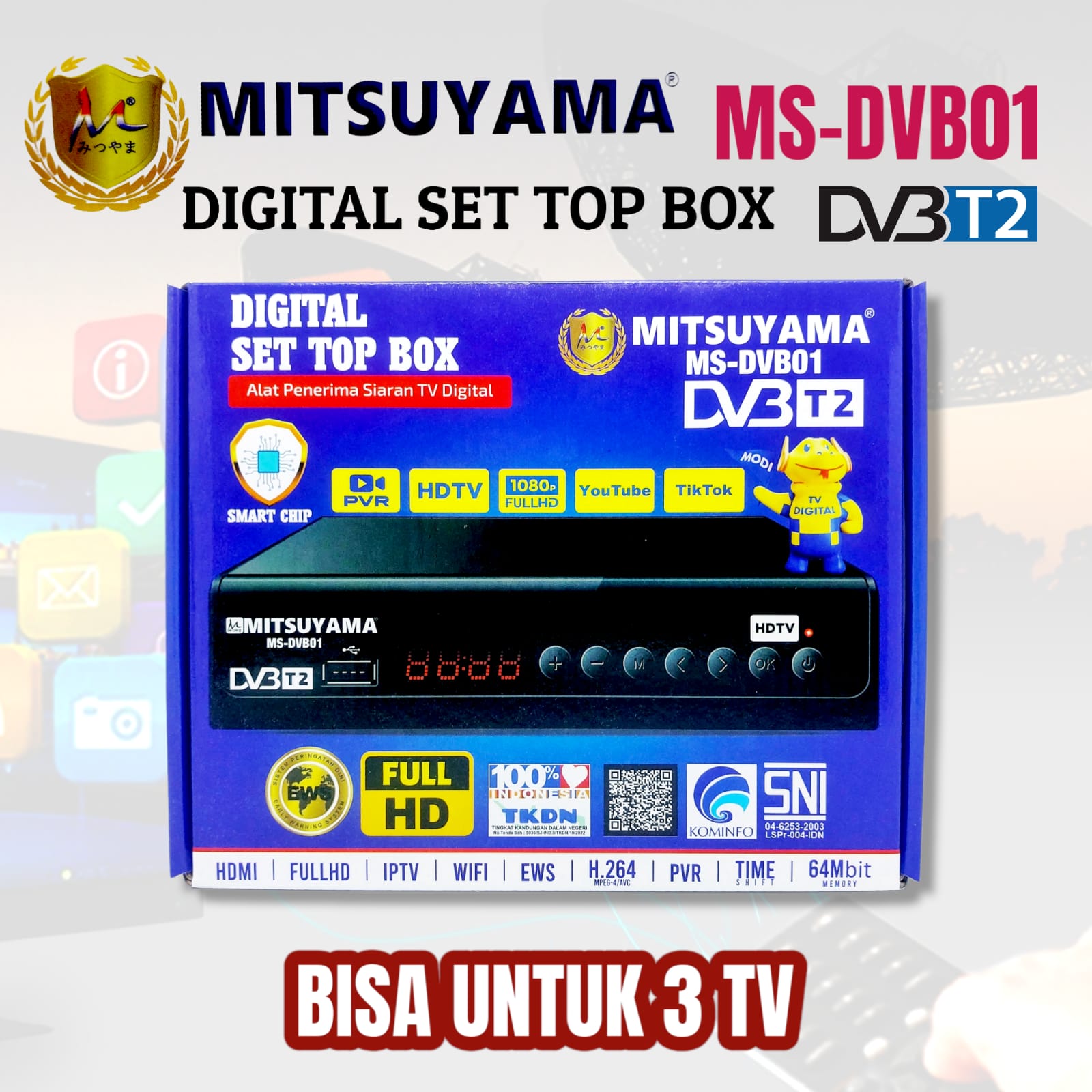 STB Set top Box MITSUYAMA DVB T2 EWS Full HD Siaran TV Digital Bisa 3 ...