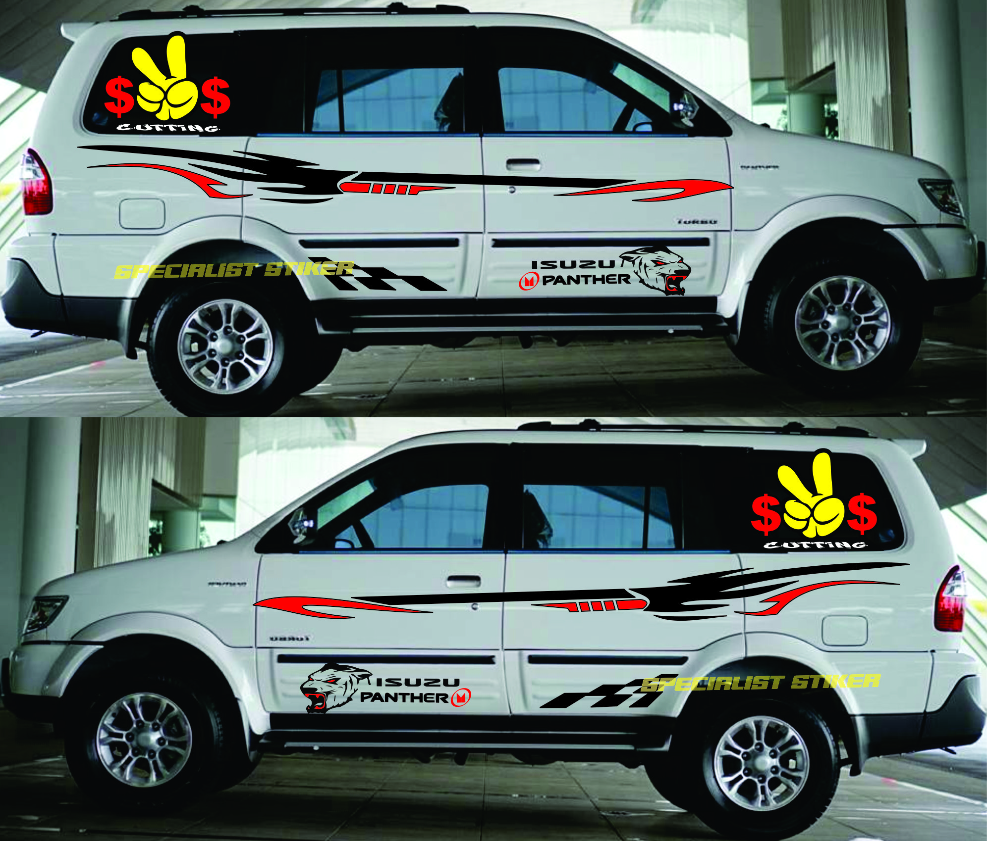 Stiker Mobil Isuzu Panther Model Striping Cutting Gambar Macan | Lazada ...