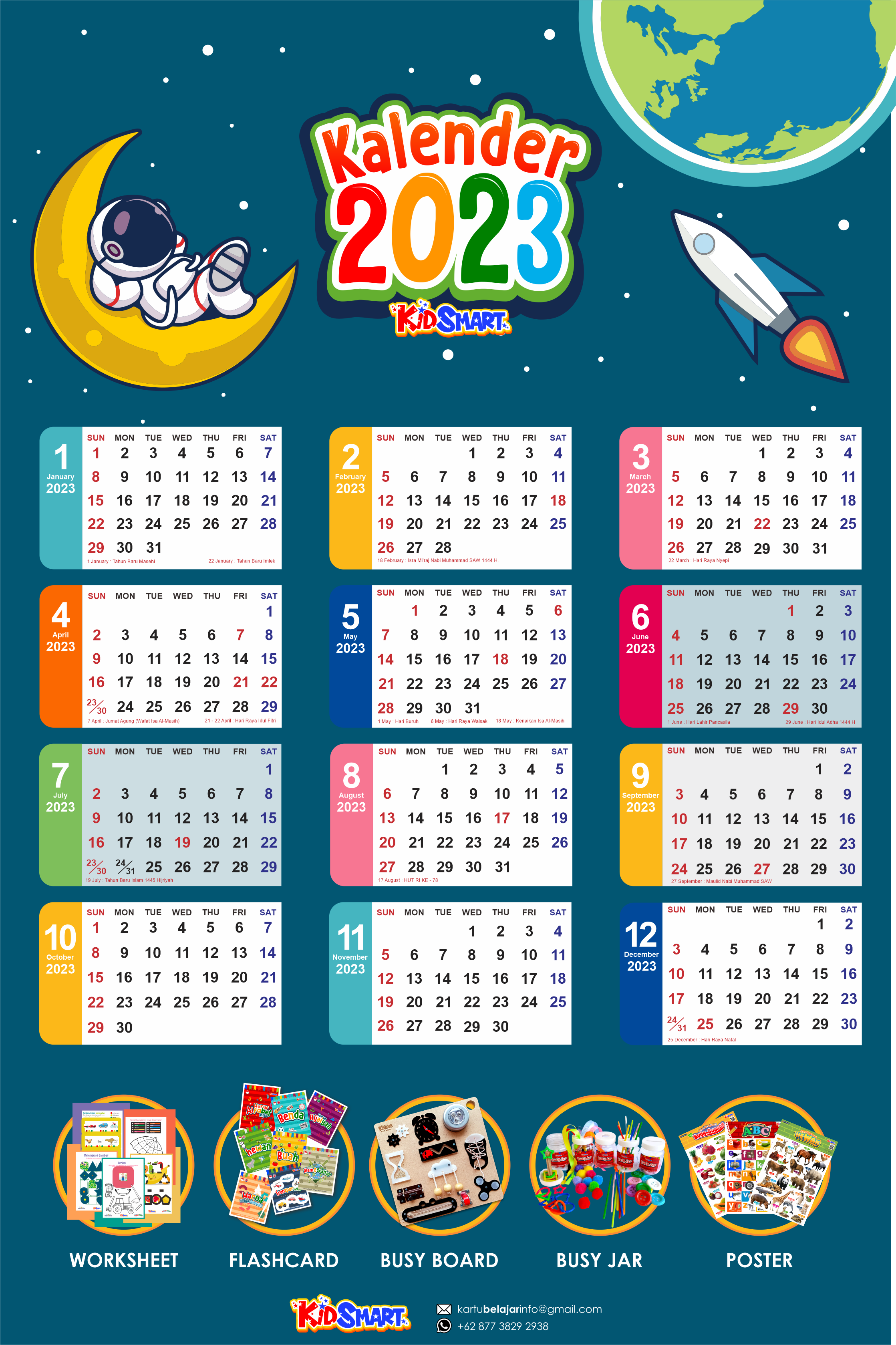 POSTER KALENDER DINDING KIDSMART EDUKASI | Lazada Indonesia