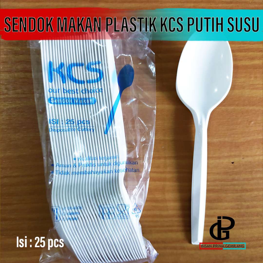 Sendok Makan Plastik Putih Susu merk KCS 25 pcs Putih Polos | Lazada Indonesia
