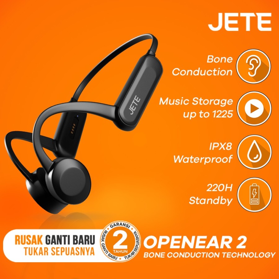 Headset Bluetooth Bone Conduction Open Ear Tulang Kuping JETE OE-08 ...