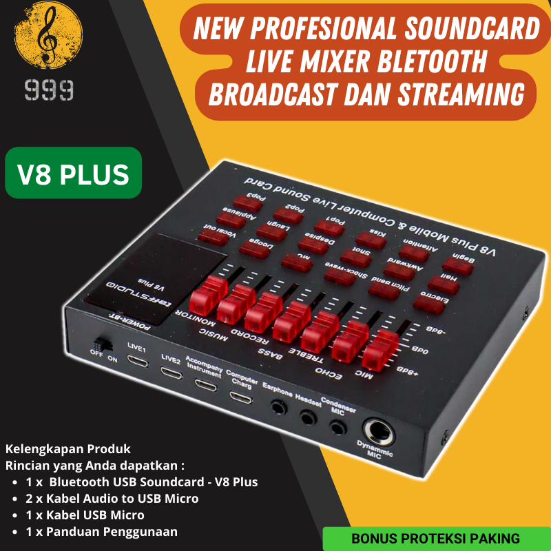 NEW V8 Plus Bluetooth Audio USB External Soundcard Live Broadcast ...