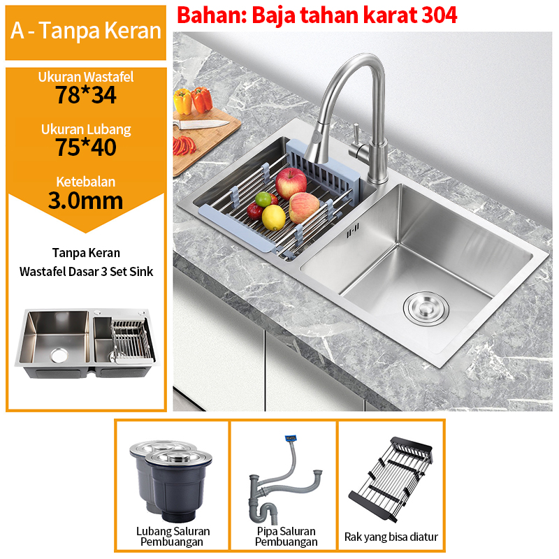Set Lengkap Kitchen Sini Black 7843 / Wastafel Stainless Hitam 304 ...