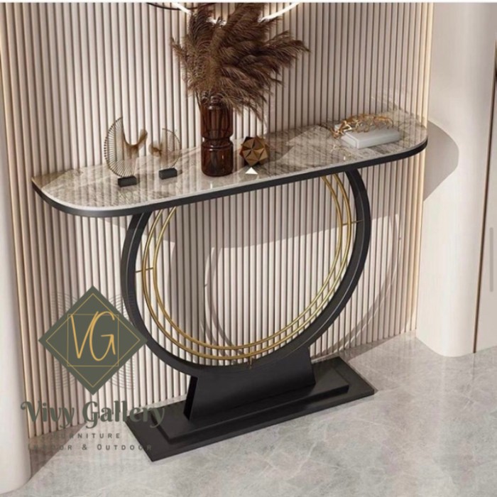 MEJA KONSOL INDUSTRIAL - CONSOLE TABLE WITH MARBLE INDUSTRIAL | Lazada ...