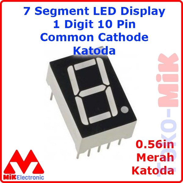 7 Segmen Segment LED display 1 Digit Common Cathode Katoda 0.56 in ...