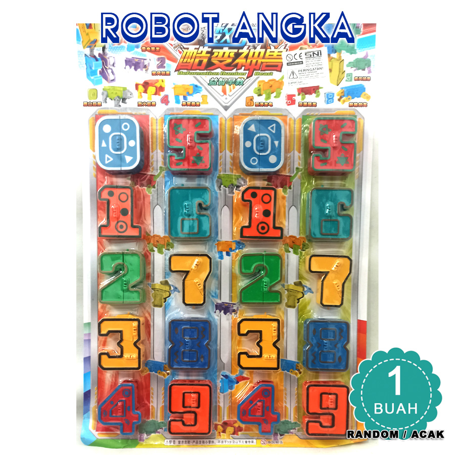 Mainan Robot ANGKA transform Satuan 1 pc - random - Robot ANGKA Satuan ...