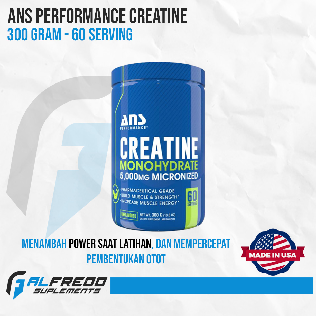 ANS Performance Creatine Monohydrate 5000mg 300 Gram | Lazada Indonesia